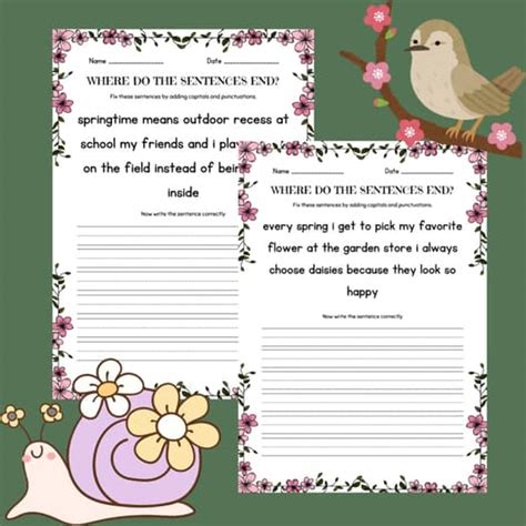 Free Spring Writing Capitalization And Punctuation Mini Paragraph Editing