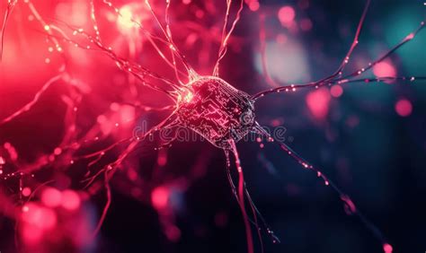 Neurons in Vibrant Colors Showcasing Intricate Connections and Glowing Synapses, Representing ...
