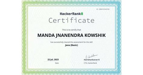 Manda Jnanendra Kowshik On Linkedin Hackerrank Skill Certificate