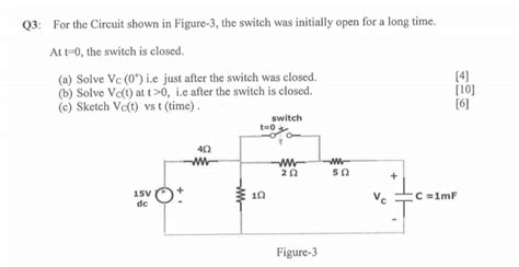 solved q3 for the circuit shown in figure 3 the switch was
