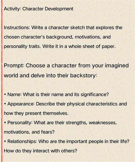 Activity Character Development Instructions StudyX