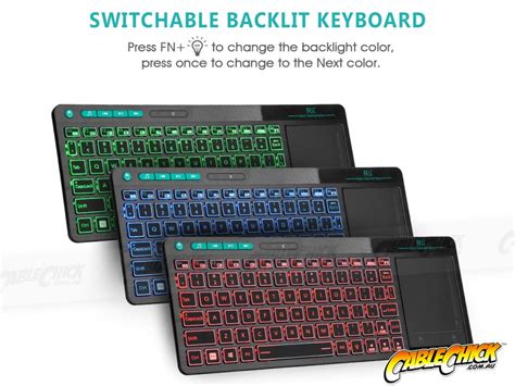 Rii 2 4GHz Rechargable Wireless Media Backlit Keyboard With Touchpad