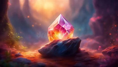 Magic Crystal Glowing Colored Crystal Sparkling Mystical Stone