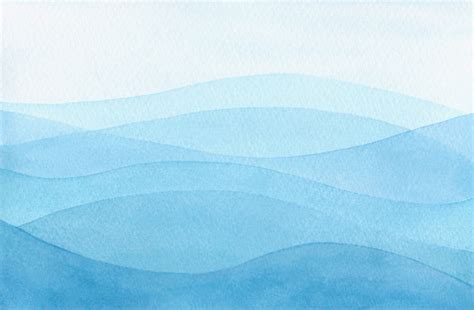 Watercolor Abstract Blue Background With Sea Waves Handdrawn向量圖形及更多波浪型