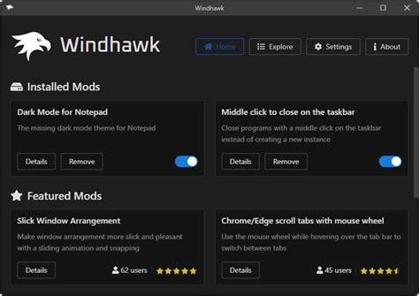 Windhawk The Customization Marketplace For Windows Programs Ramen Software