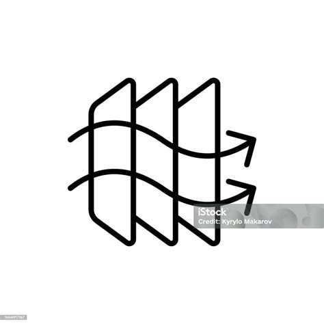 환기 라인 아이콘입니다 에어컨 컨디셔너 공기 여과 추위 열 바이러스 팬 프로펠러 온도계 등 신선한 공기 개념입니다 흰색 배경에 벡터 검은 선 아이콘 아이콘에 대한 스톡 벡터