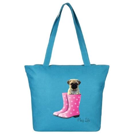 Cute Pug Life Beach Tote Bag