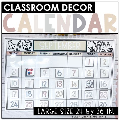 Classroom Calendar Set Neutral Classroom Decor Teach Create Motivate