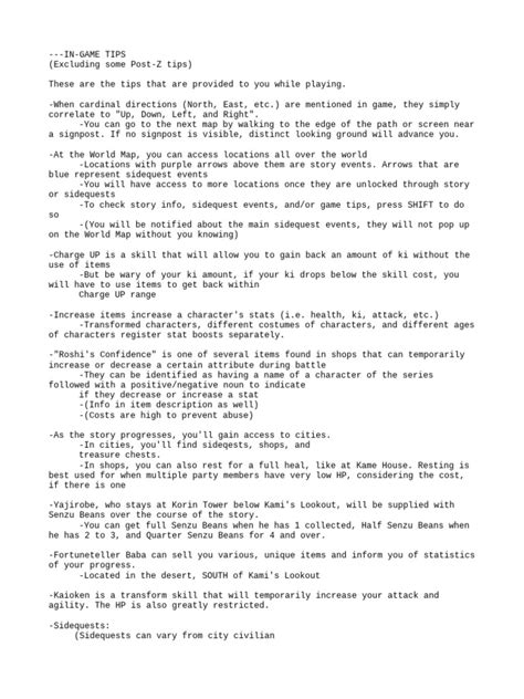 In Game Tips Pdf