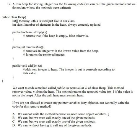 solved 17 a min heap for storing integer has the following