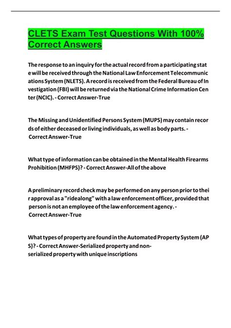 Clets Exam Test Questions With 100 Correct Answers 2024 Clets