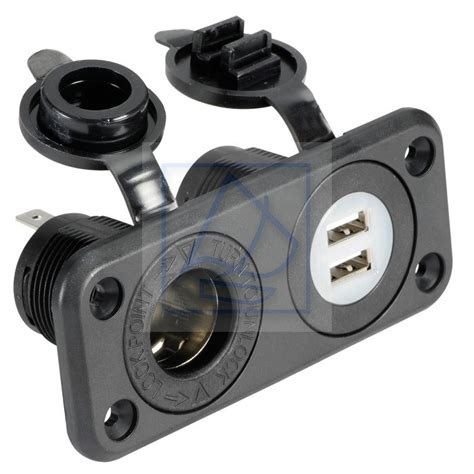 Gniazdo Zapalniczki 12v Lux 2 X Usb Wpuszczane Czarne Motorowkipl