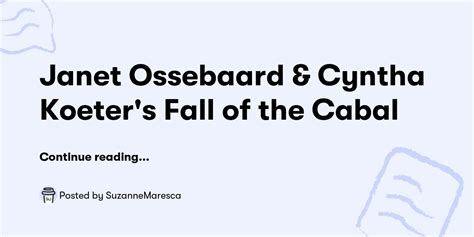 Janet Ossebaard And Cyntha Koeters Fall Of The Cabal — Suzannemaresca