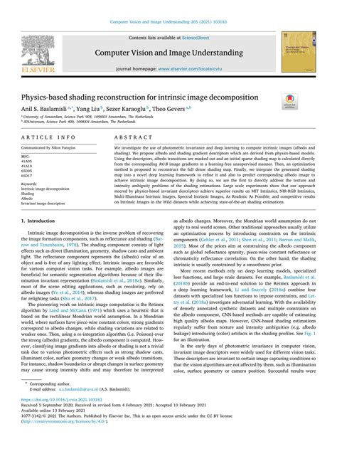 Pdf Physics Based Shading Reconstruction For Intrinsic Image Decomposition