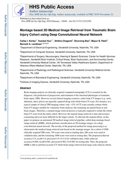 PDF Montage Based D Medical Image Retrieval From Traumatic Brain Injury Cohort Using Deep