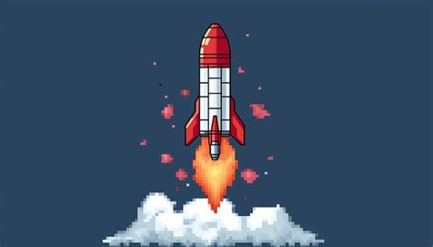 Premium Photo Pixel Style Rocket