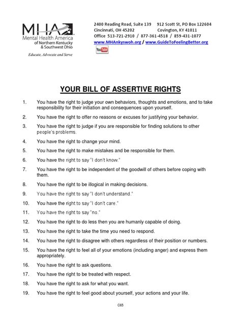 Your Bill Of Assertive Rights Pdf
