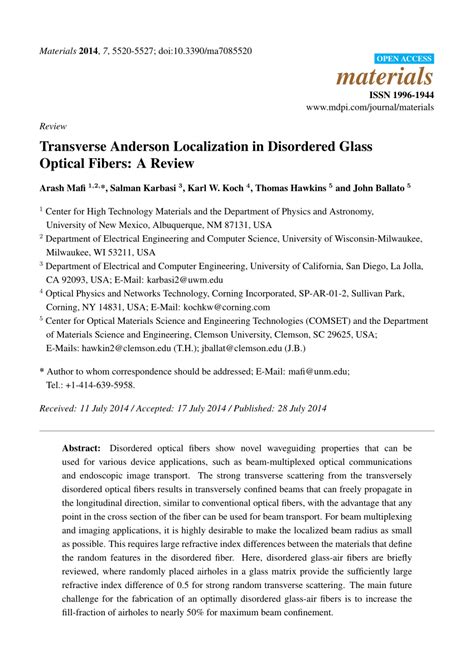 Pdf Transverse Anderson Localization In Disordered Glass Optical
