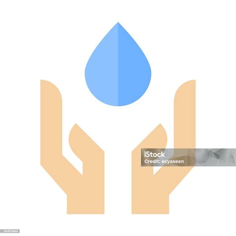 節省水資源手圖示平面插圖彩色向量分離圖示的生態清潔綠色能源為網路向量圖形及更多全球性圖片 全球性 再生能源 可持續能源 Istock