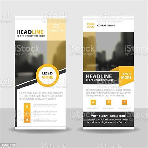 Kuning Lingkaran Hitam Bisnis Roll Up Banner Template Desain Datar