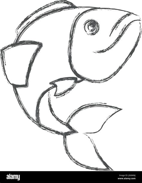 Blurred Sketch Silhouette Of Largemouth Bass Fish Stock Vector Image