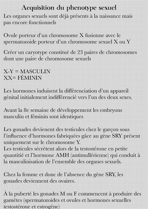 Variation Du Sexe Notes De Cours Acquisition Du Phenotype Sexuel Les Organes Sexuels Sont