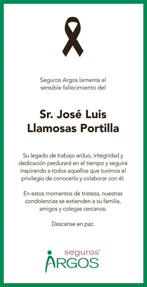 Señor José Luis Llamosas Portilla Obituario Esquela