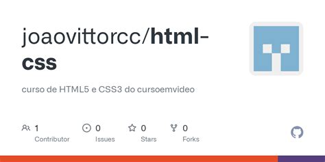 github joaovittorcc html css curso de html5 e css3 do cursoemvideo