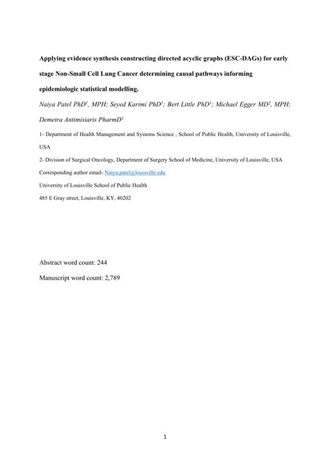 Pdf Applying Evidence Synthesis Constructing Directed Acyclic Graphs Esc Dags For Early