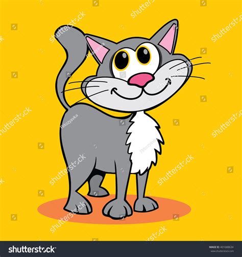 Cartoon Smile Cat On Color Yellow Stock Vector Royalty Free 401688634 Shutterstock