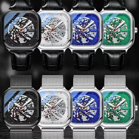 Reloj Automático Empresarial Con Cinturón De Malla Cuadrada Color Del