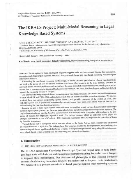 Pdf The Ikbals Project Multi Modal Reasoning In Legal Knowledge