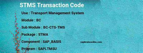 Stms Sap Tcode For Transport Management System