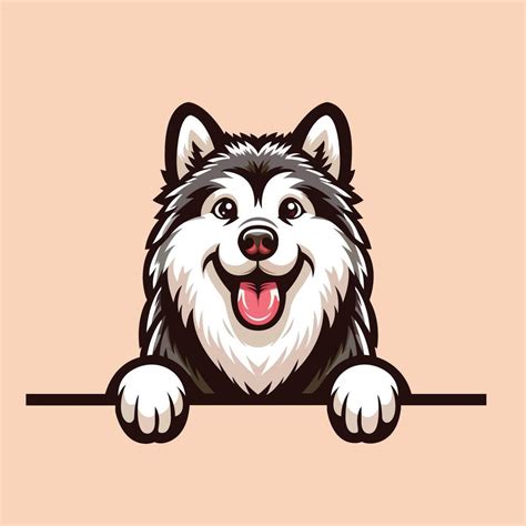 Ai Generated Alaskan Malamute Dog Peeking Face Isolated Illustration