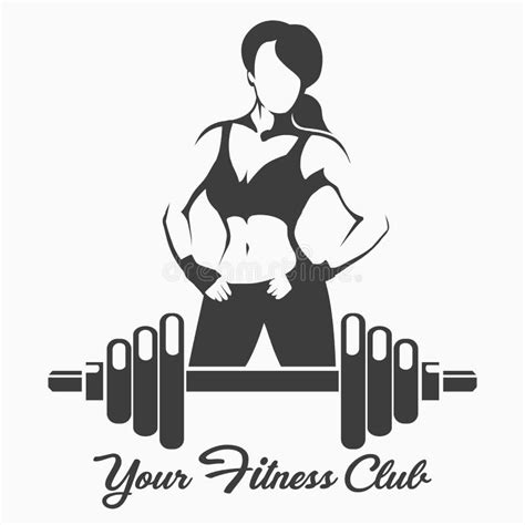 Emblema De Fitness Con Una Mujer Deportiva Posando Ilustración Del