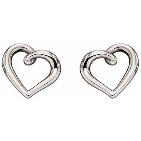 Boucle D Oreille Coeur Or Blanc 375 1000 Femme Clous D Oreilles MATY