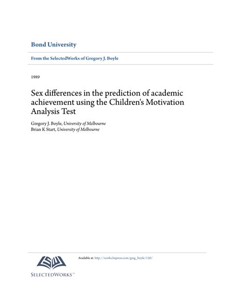Pdf Sex Differences In The Prediction Of Academic Achievement Using