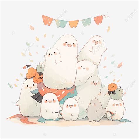幽靈白色可愛卡通插畫 幽靈 萬聖節 白色幽靈png去背圖片素材免費下載，免摳圖設計圖案下載 Pngtree