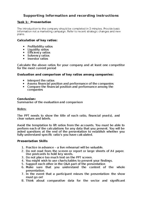 Assessment 1 Supporting Document Supporting Information And Recording Instructions Task 1
