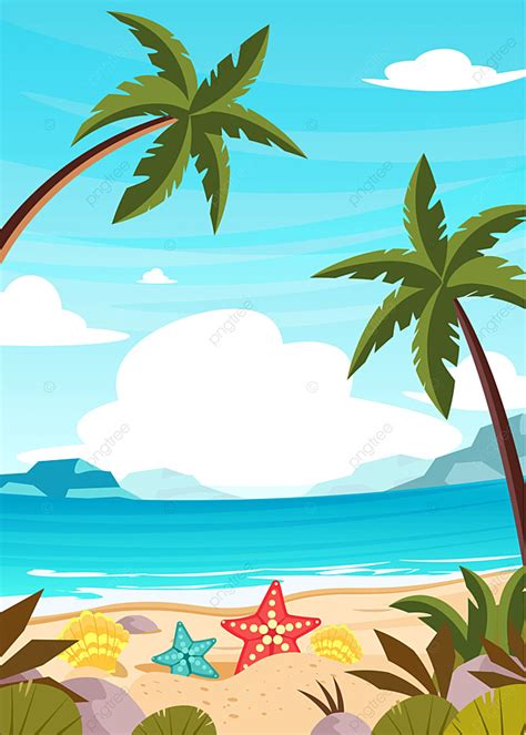 귀여운 해변 여름 시간 벡터 배경 배경 화면 및 일러스트 무료 다운로드 Pngtree