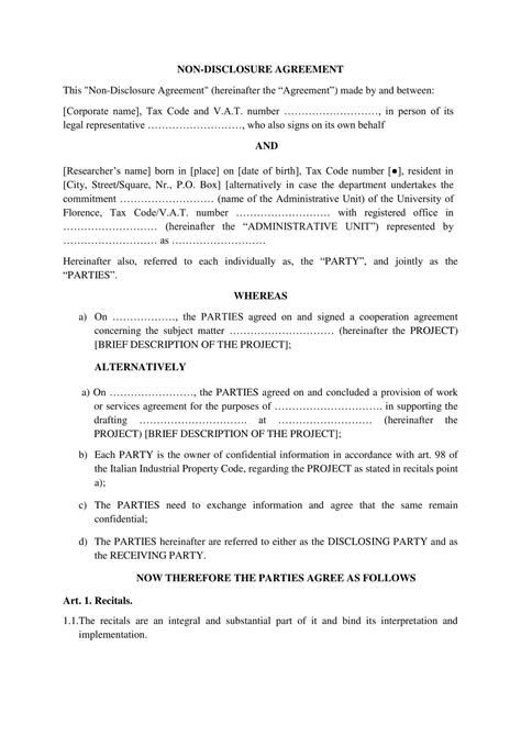 60 Free Printable Non Disclosure Agreement Templates Pdf