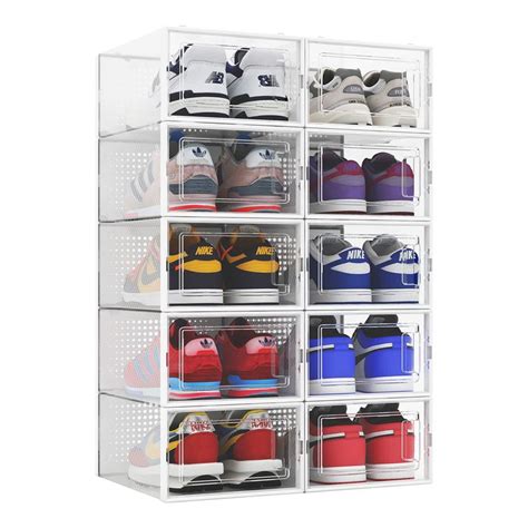 10 Pack Clear Plastic Shoe Storage Boxes