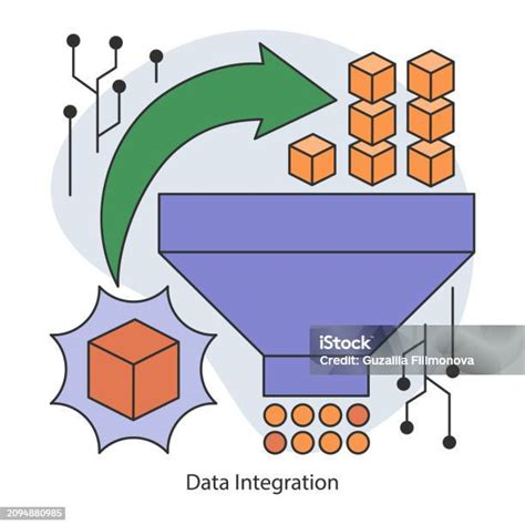 데이터 통합 다양한 데이터 소스를 통합 시스템으로 간소화 개발에 대한 스톡 벡터 아트 및 기타 이미지 개발 개선 건축 Istock