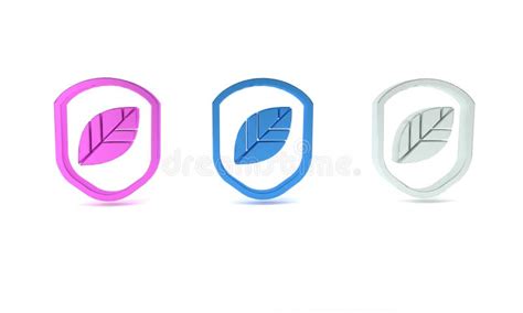 Colorful Shield With Leaf Icon Isolated On White Background Eco