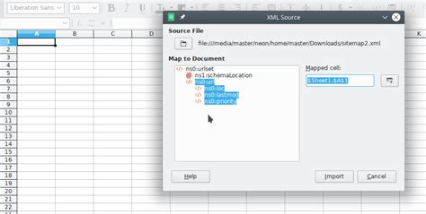 Libreoffice Calc Open An Xml Sitemap File As Table