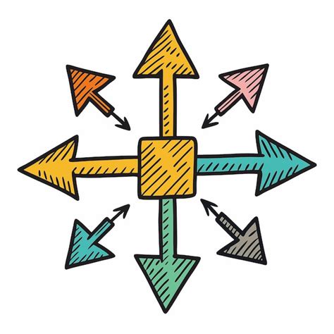 Colorful Handdrawn Arrows Pointing In Multiple Directions Premium Ai