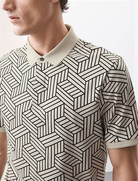 Buy Pure Cotton Geometric Print Polo Shirt At Marks And Spencer