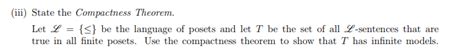 Solved Ii State The Compactness Theorem Let Y Be The Chegg