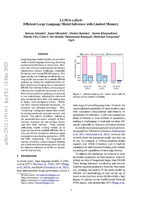 Efficient Large Language Model Inference With Limited Memory LLM In A Flash Efficient Large