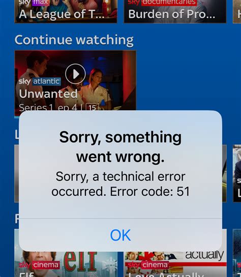 sorry a technical error occurred error code 51 e sky community